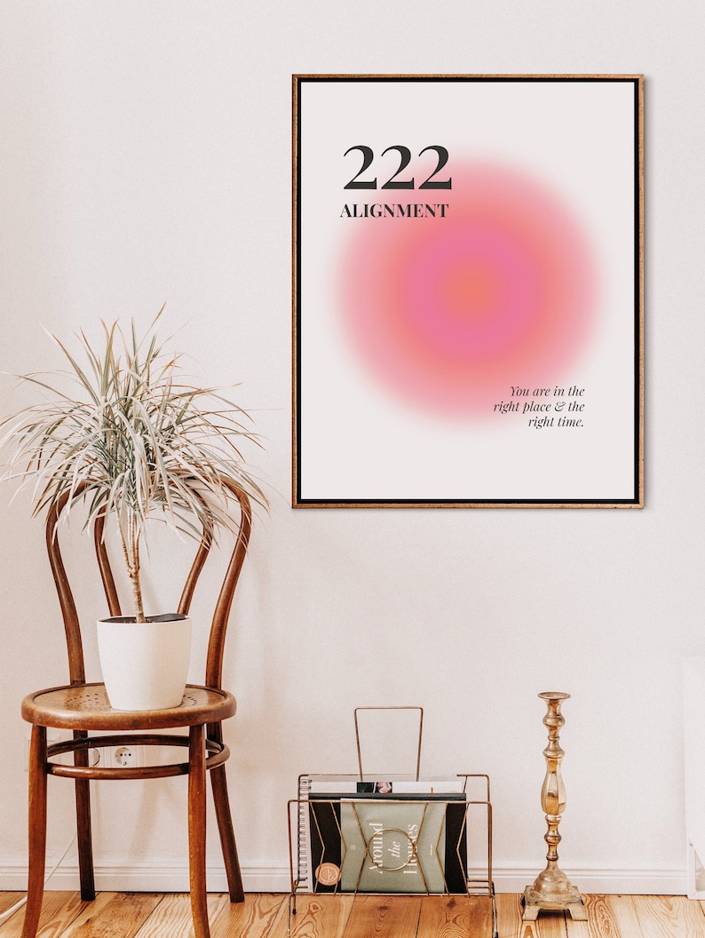 222 Print, Angel Numbers Poster, Gradient Wall Art, Spiritual Print ...