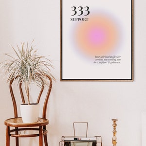 333 Print, Angel Numbers Poster, Gradient Wall Art, Spiritual Print ...