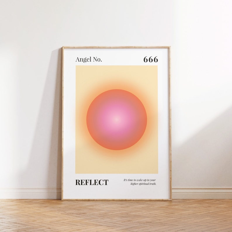 666 Print Angel Numbers Poster Gradient Wall Art Spiritual - Etsy