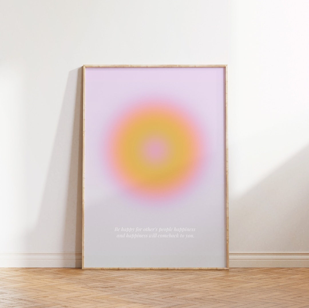 Be happy Aura Poster, spirituelle Wandkunst, Farbverlaufsdruck ...