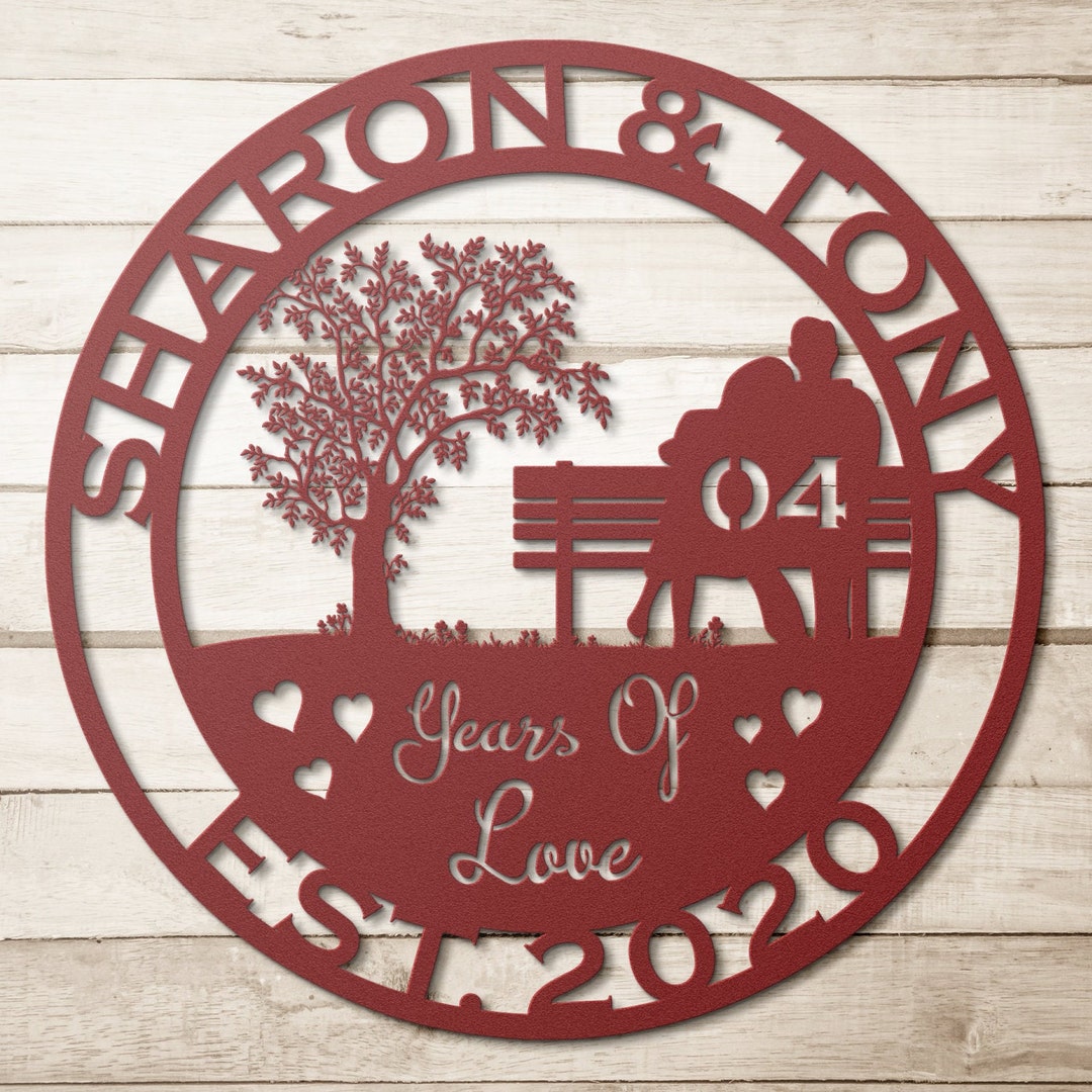 Personalized 4th Anniversary Metal Sign: Custom Couple Wall Art - Etsy