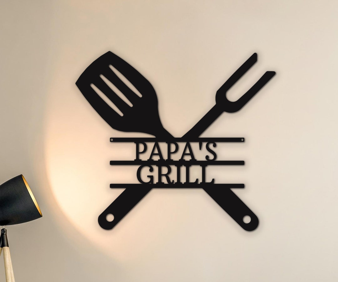 Custom BBQ Sign, Barbecue Sign Grilling Utensil Smoker Kitchen Wall ...