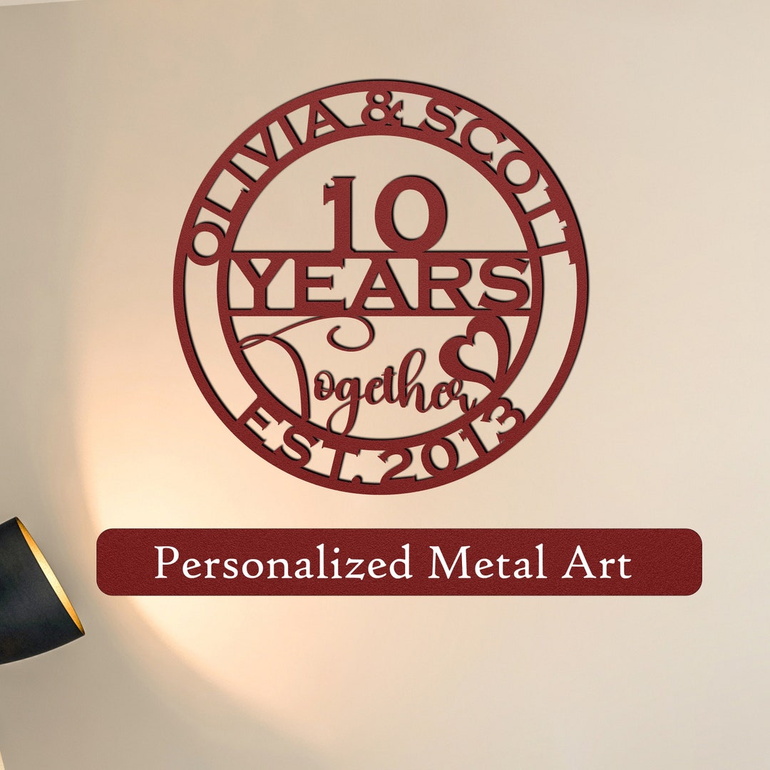 Personalized 10th Anniversary Sign Gift for Couples | Husband & Wife ...