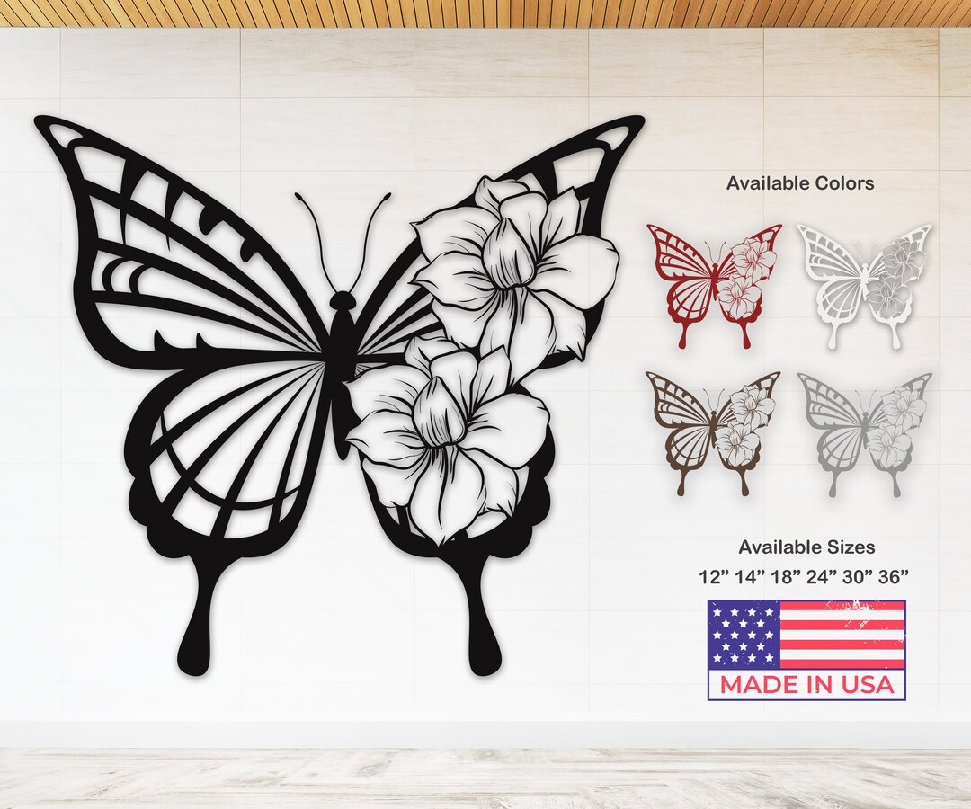 Butterfly Metal Wall Art Sign Custom Outdoor Metal Decor Garden Yard ...