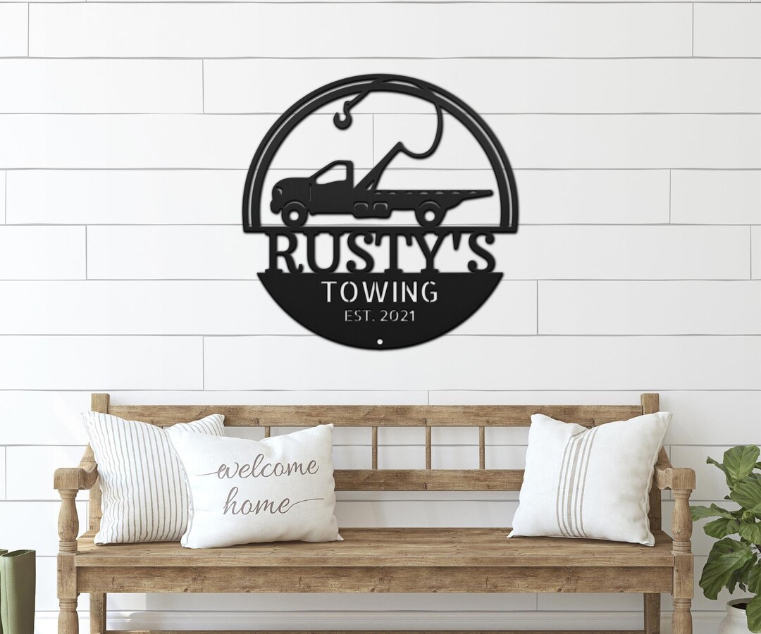 Personalized Tow Truck Metal Sign - Custom Monogram - Gift for Tow ...