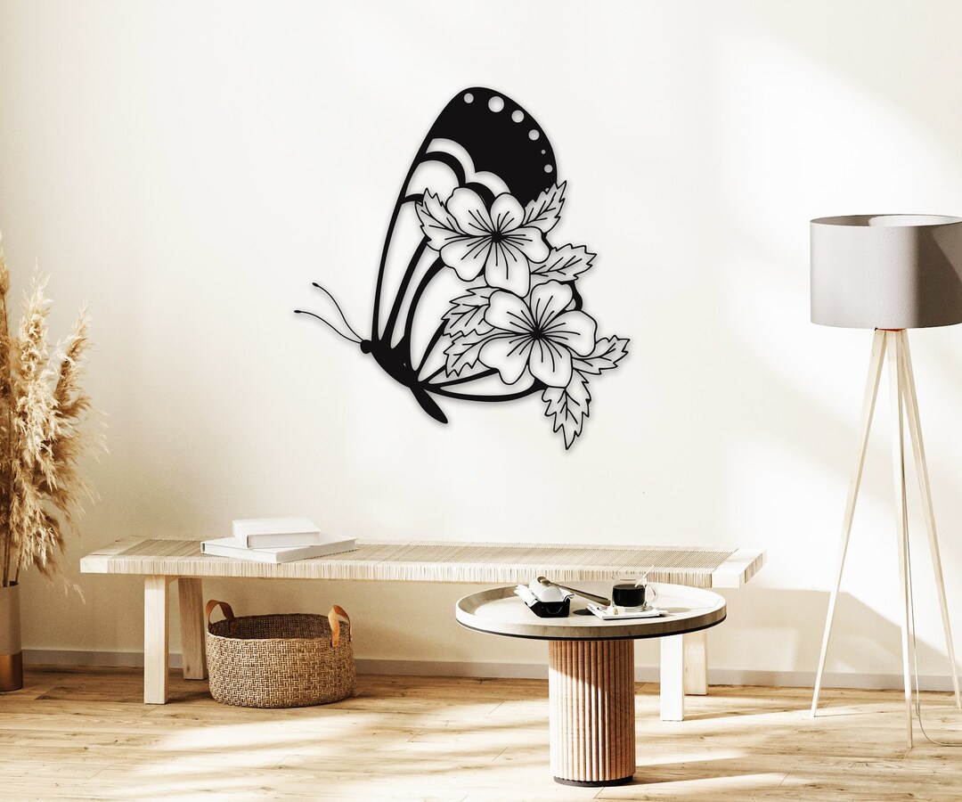 Butterfly Flower Metal Wall Art: Powder Coated Garden Decor - Etsy
