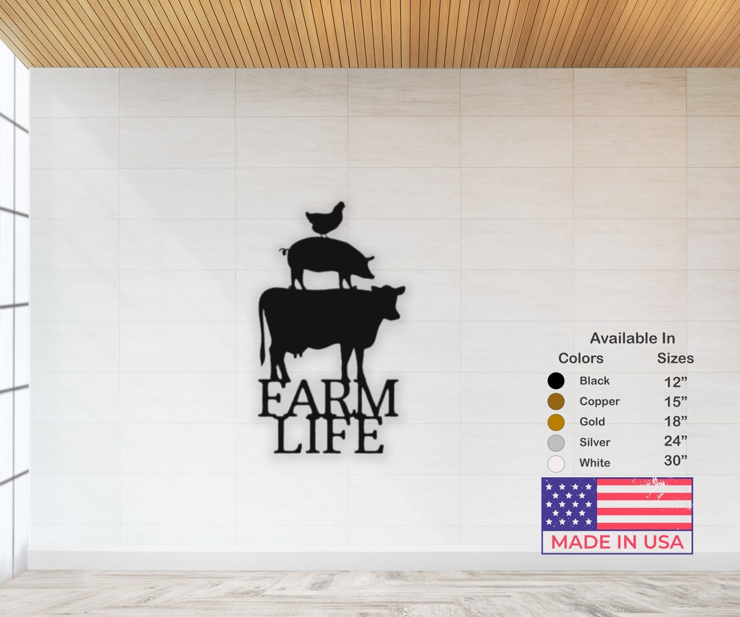 Animal Farm Sign, Farm Life Metal Wall Art, Farm Owners Gift, Farmhouse ...