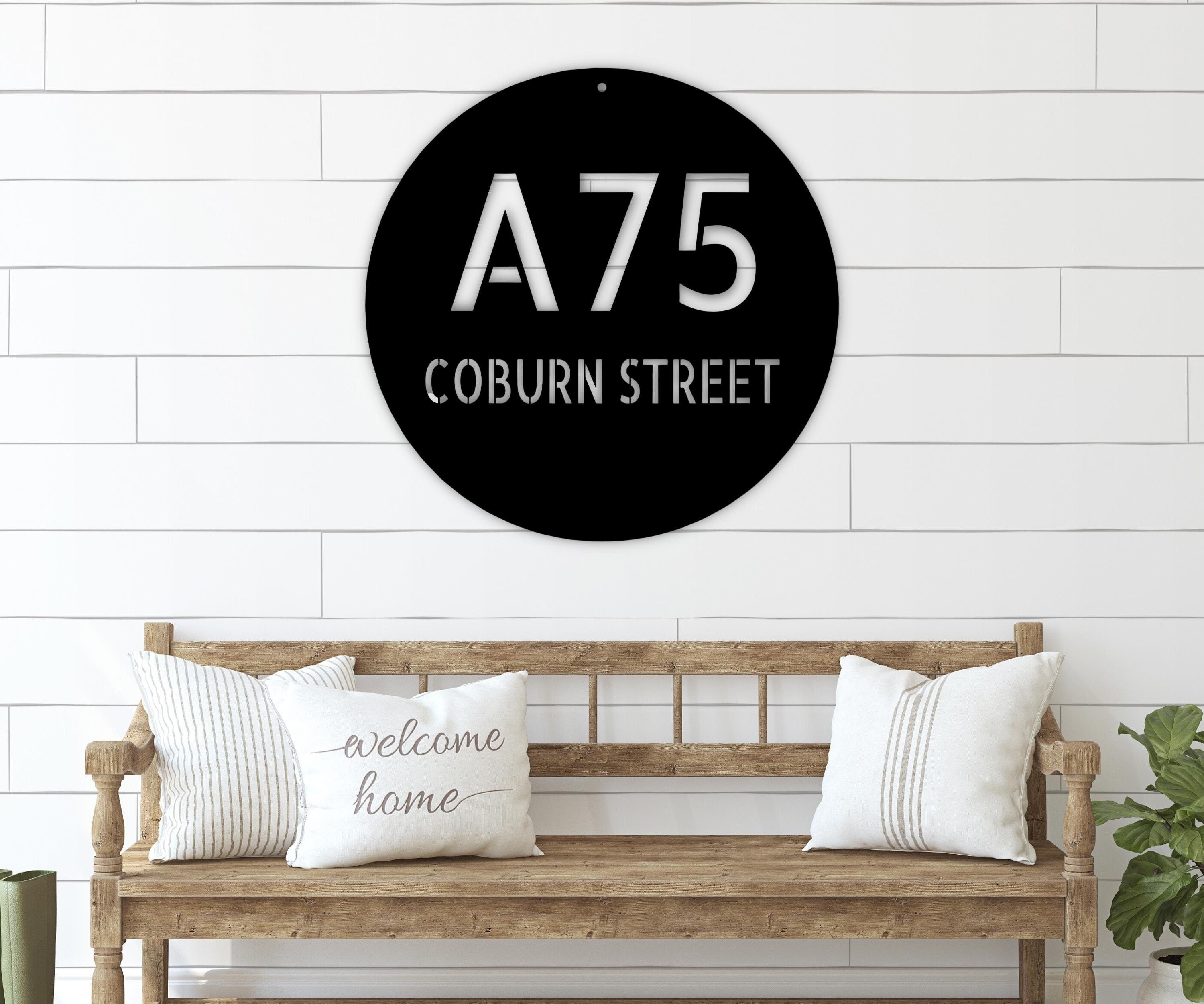 Round Address Sign Circle Name Metal Outdoor Address Numer 5 - Etsy