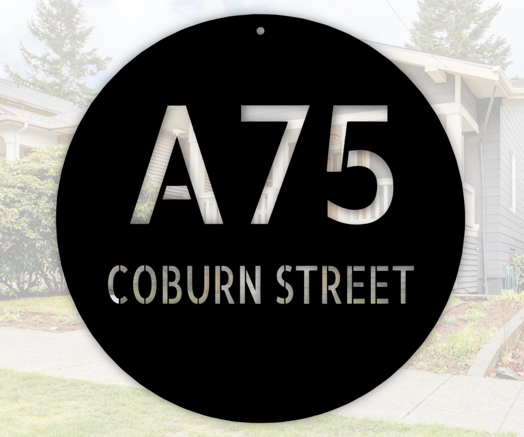 Round Address Sign, Circle Name Metal Outdoor Address Numer, 5 Number ...