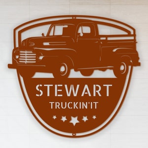 Classic Ford Truck Sign, Garage Metal Wall Art Trucker Birthday or ...