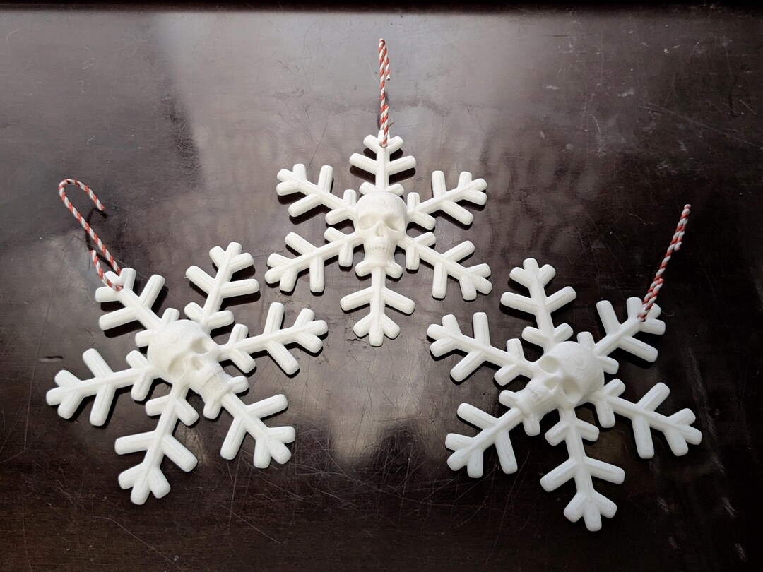 Snowflake Skull Ornament, Pack of 3 - Etsy