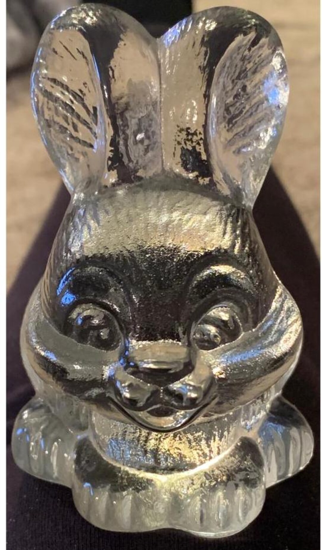 Goebel Crystal Bunny Rabbit Figurine - Signed Textured Glass (4"x3.75 ...