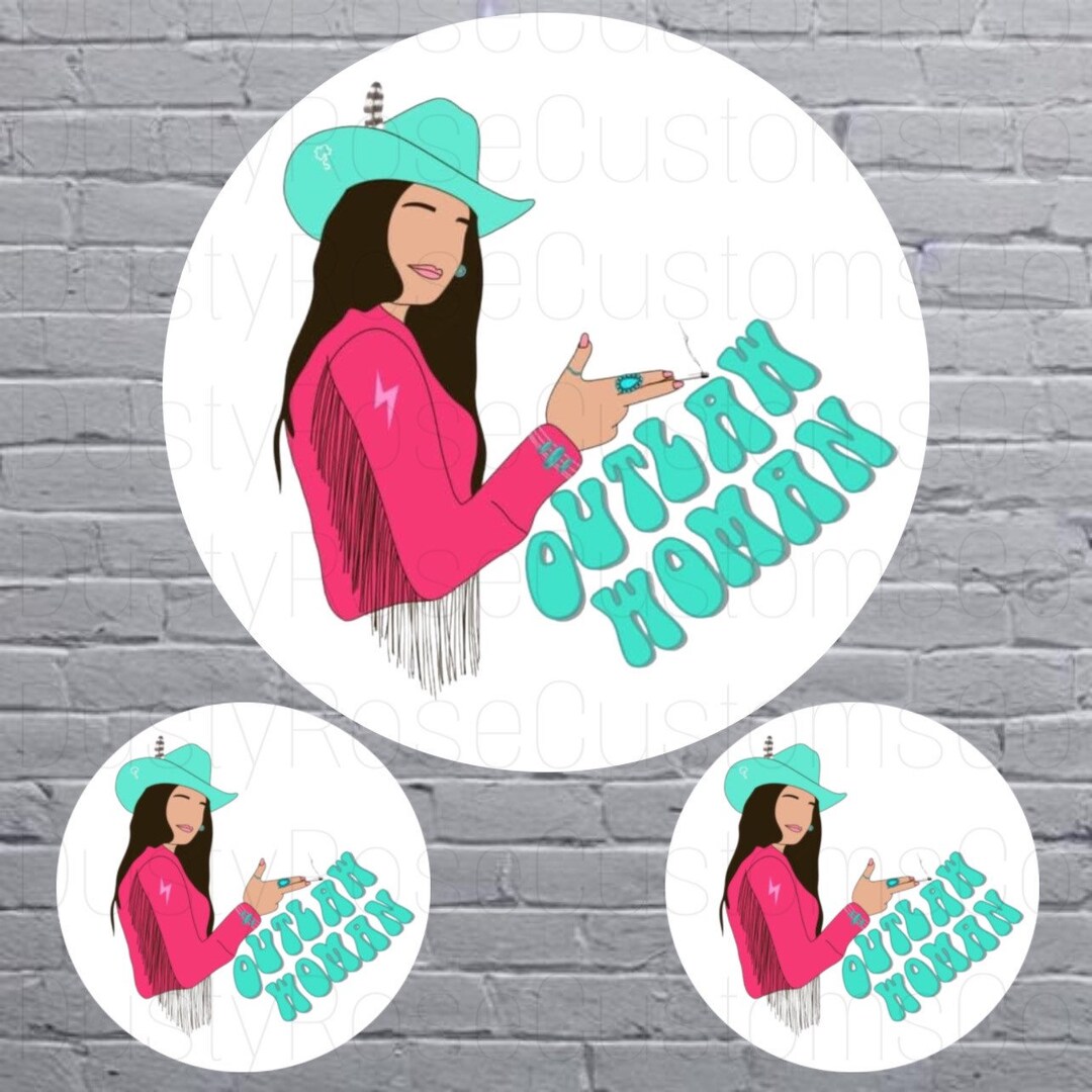 OUTLAW Western Turquoise Cowgirl Cardstock Gem Individual Design Custom ...