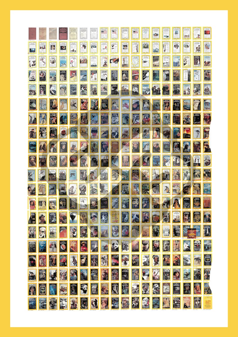 100 Years of National Geographic Poster, A3 Digital Print, Collated ...