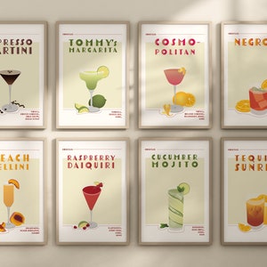 Set of 8 Cocktail Posters, Digital Download Home & Living, Wall Decor ...