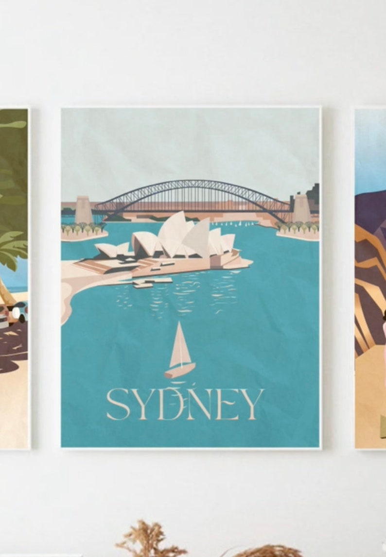 Sydney Animated Travel Poster, Digital Art Print, Live Home Decor ...