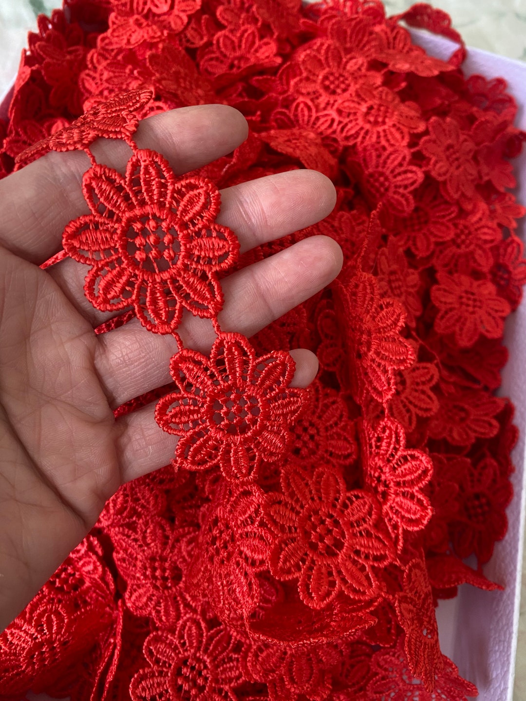 Red Daisy Flower Braid Trim Trimming for Craft Costume Furnishing Lot ...