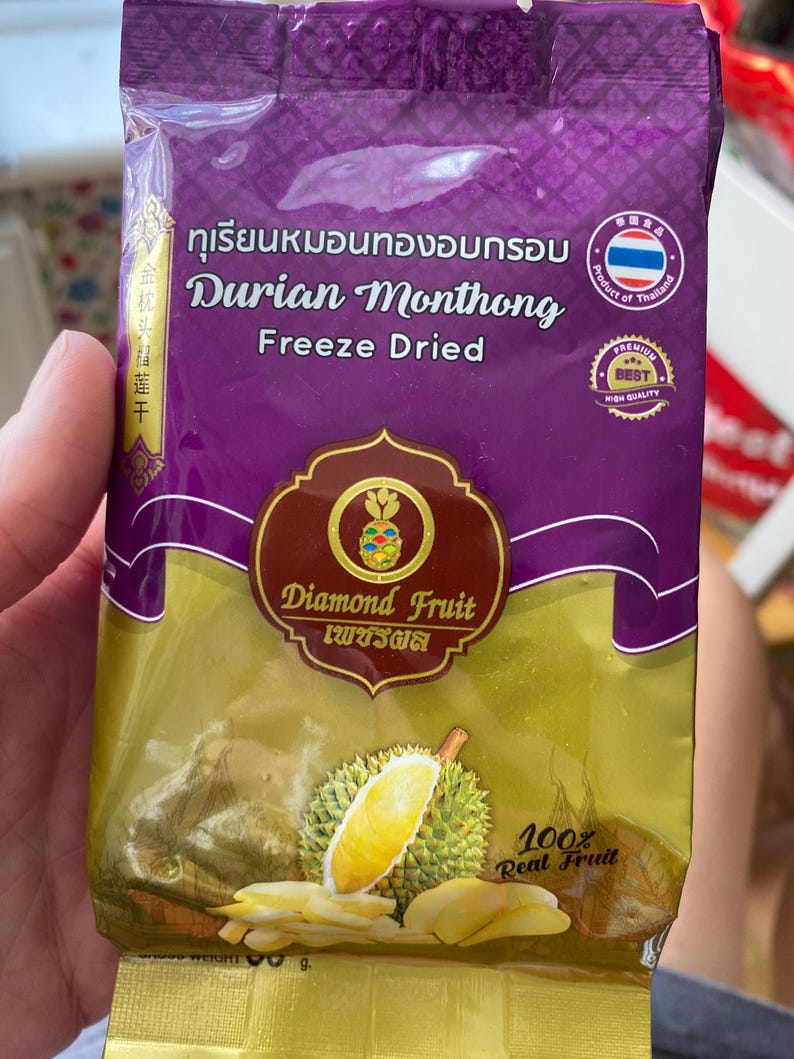 Durian Monthong Freeze Dried Snack From Thailand 10 Gram - Etsy