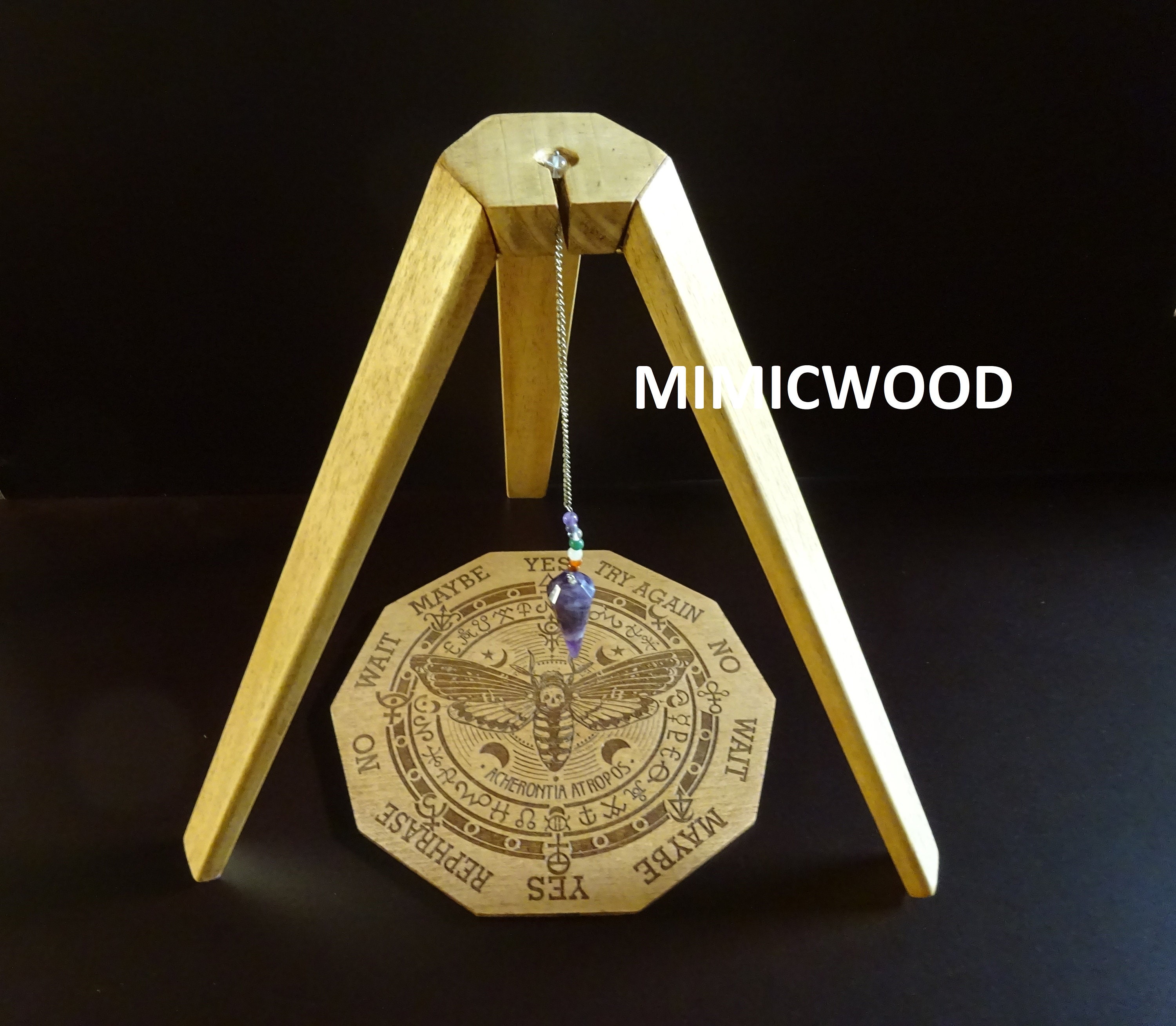 Handmade Wooden Pendulum Tripod Stand (pendulum Plate and Pendulum Not ...