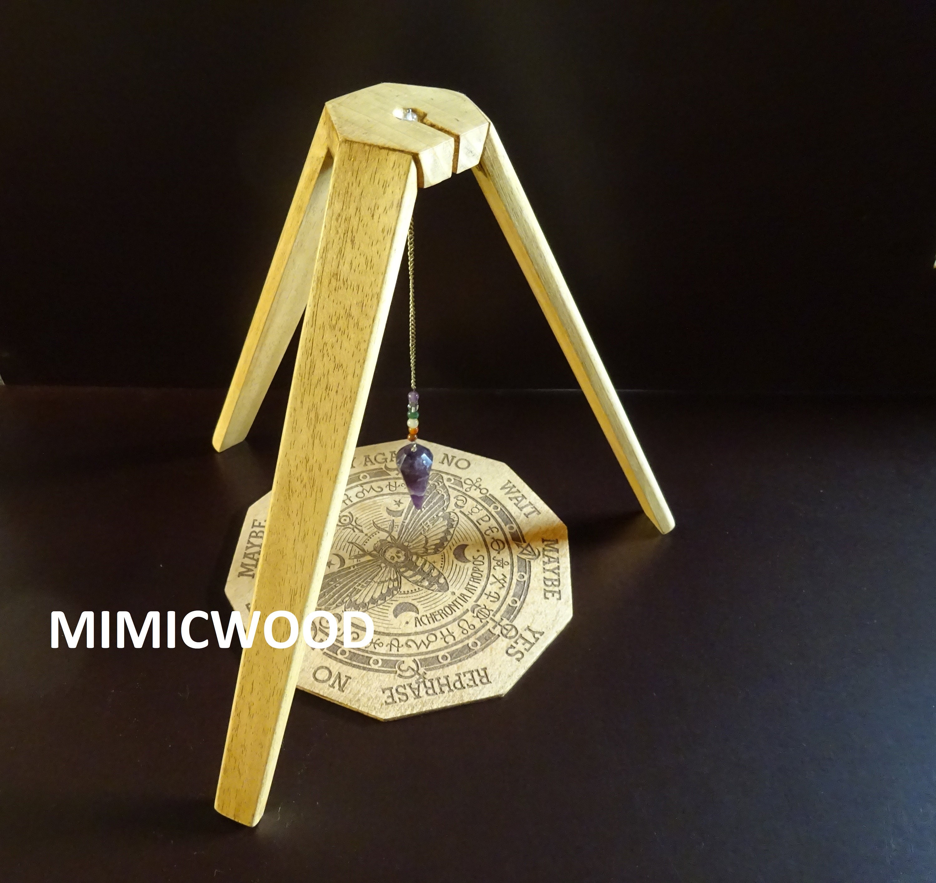 Handmade Wooden Pendulum Tripod Stand (pendulum Plate and Pendulum Not ...