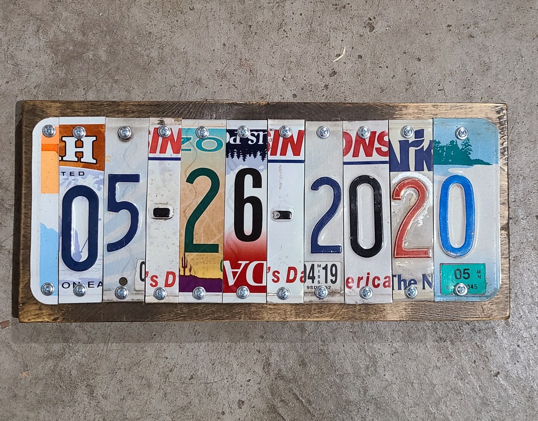 License Plate Date Sign! - Shipping Included. - Etsy