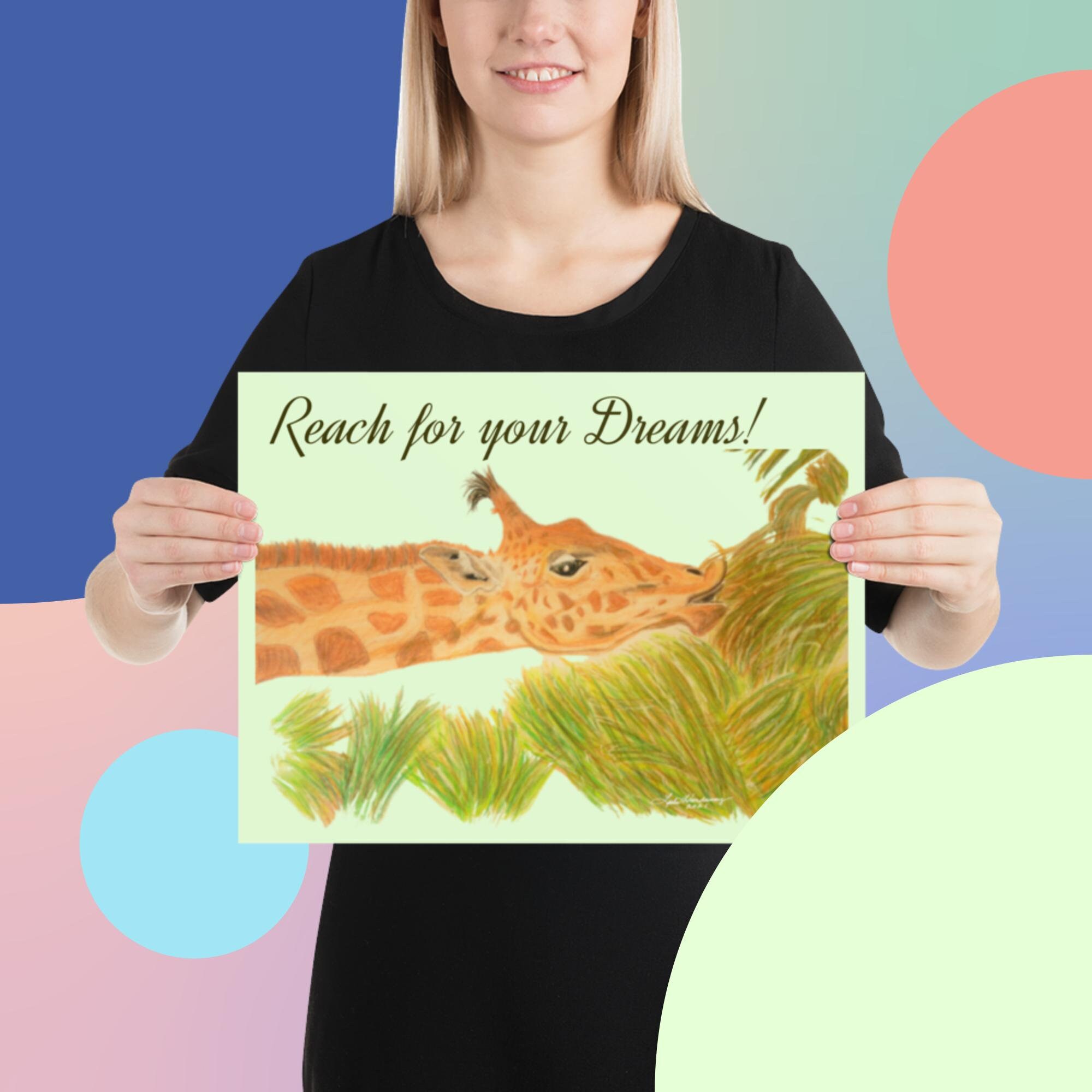 Giraffe Reach Poster - Etsy