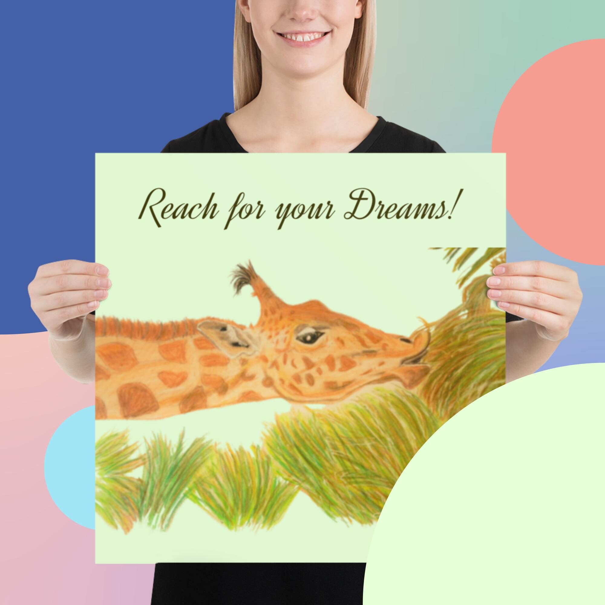 Giraffe Reach Poster - Etsy