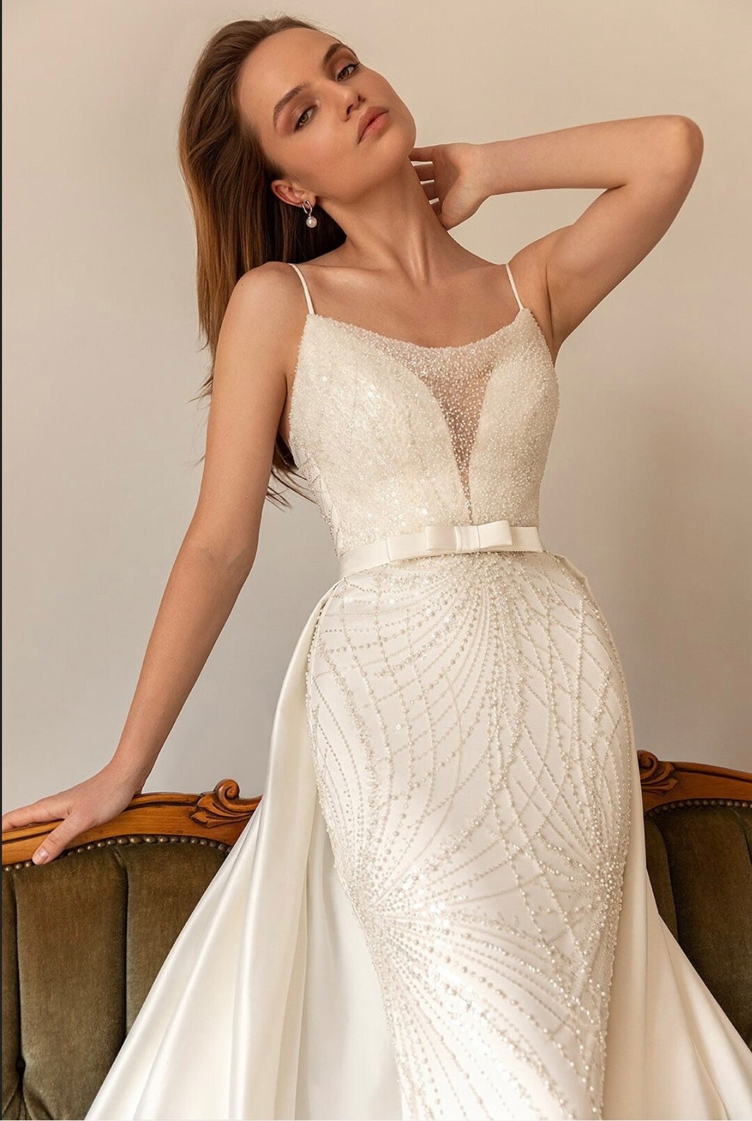 2 in 1 Combined Fishtail Wedding Dress With Serial Train - Etsy