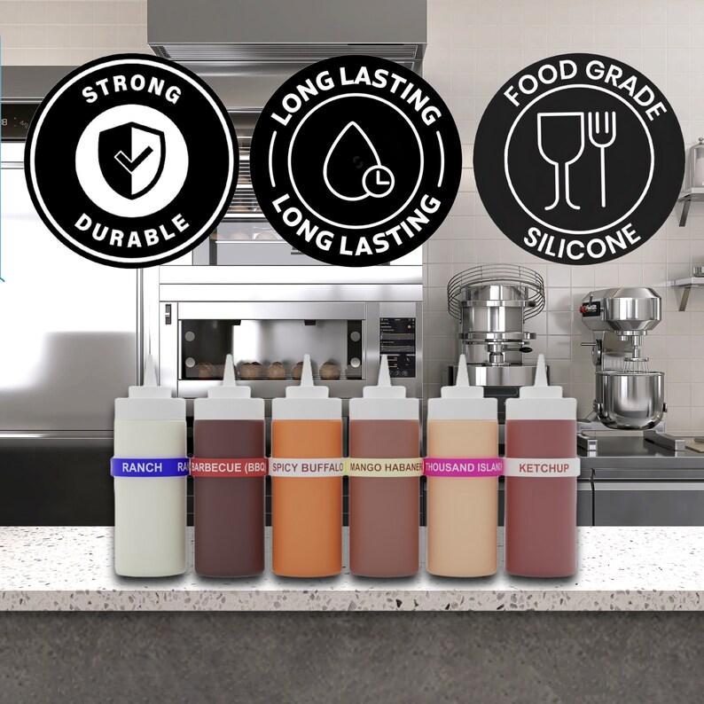 Silicone "caesar" Salad Dressing Label Band, Silicone Label Band, Fits ...