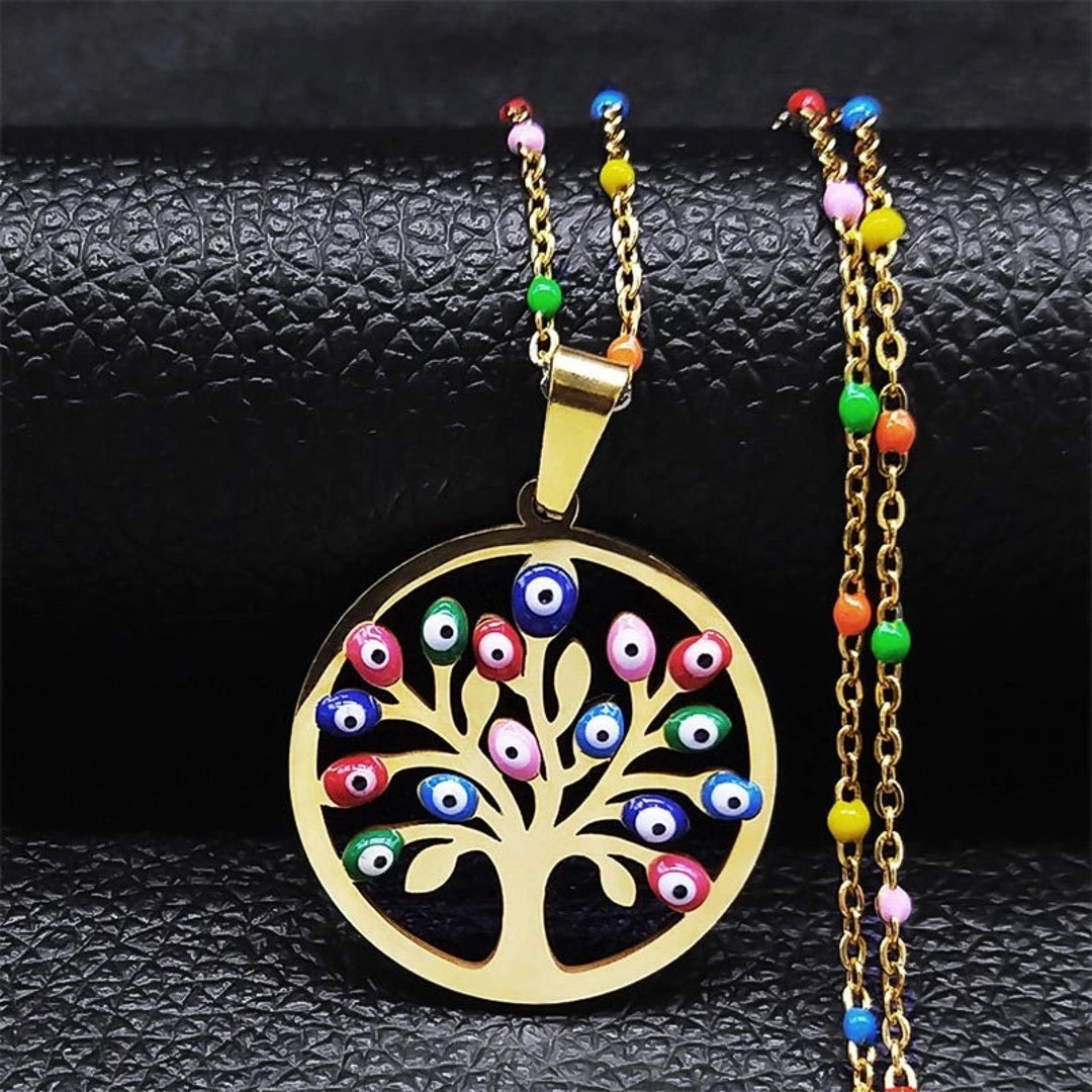 Tree of Life Evil Eye Yoga Necklace Evil Eye Tree Pendant - Etsy