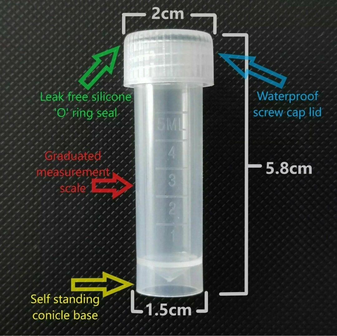 5ml Graduated Plastic Vials, Leak-proof Screw Cap With Frosted Writing ...