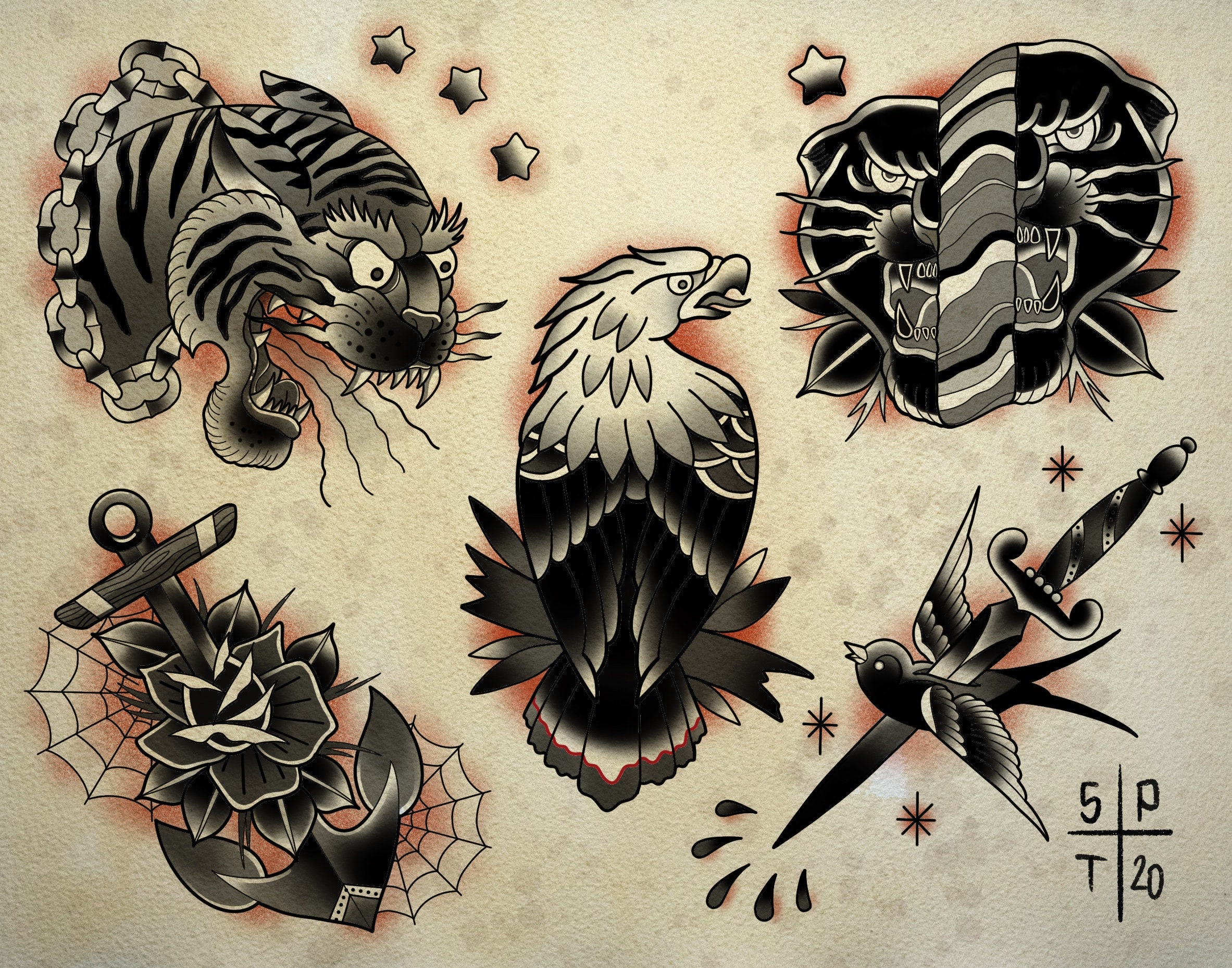 American Traditional Flash - Etsy