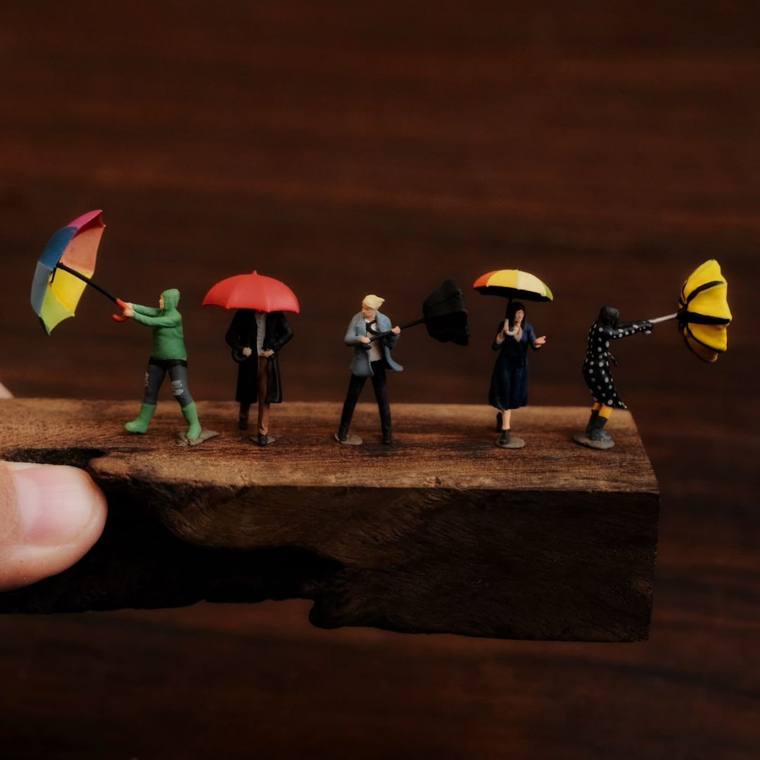 Miniatures Custom Figure Umbrella Set (1:87 & 1;64, HO Scale) Suitable ...