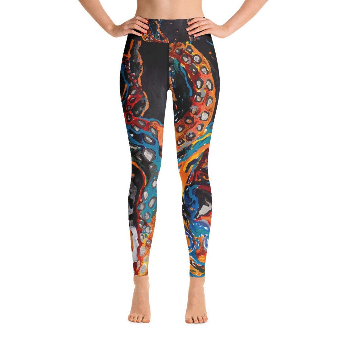 There's a Octopus Climbing up My Leg, Yoga Leggings With Octopus Print ...