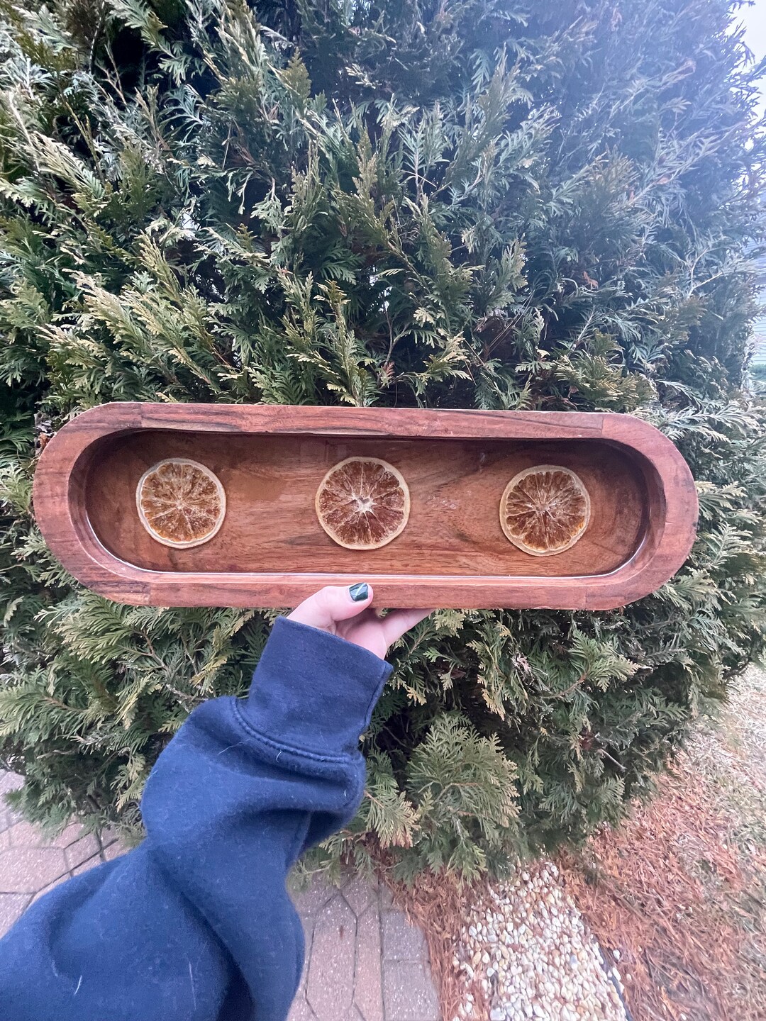 Wooden Dried Orange Resin Set Tray Orange and Brown Wooden Cocktail or ...