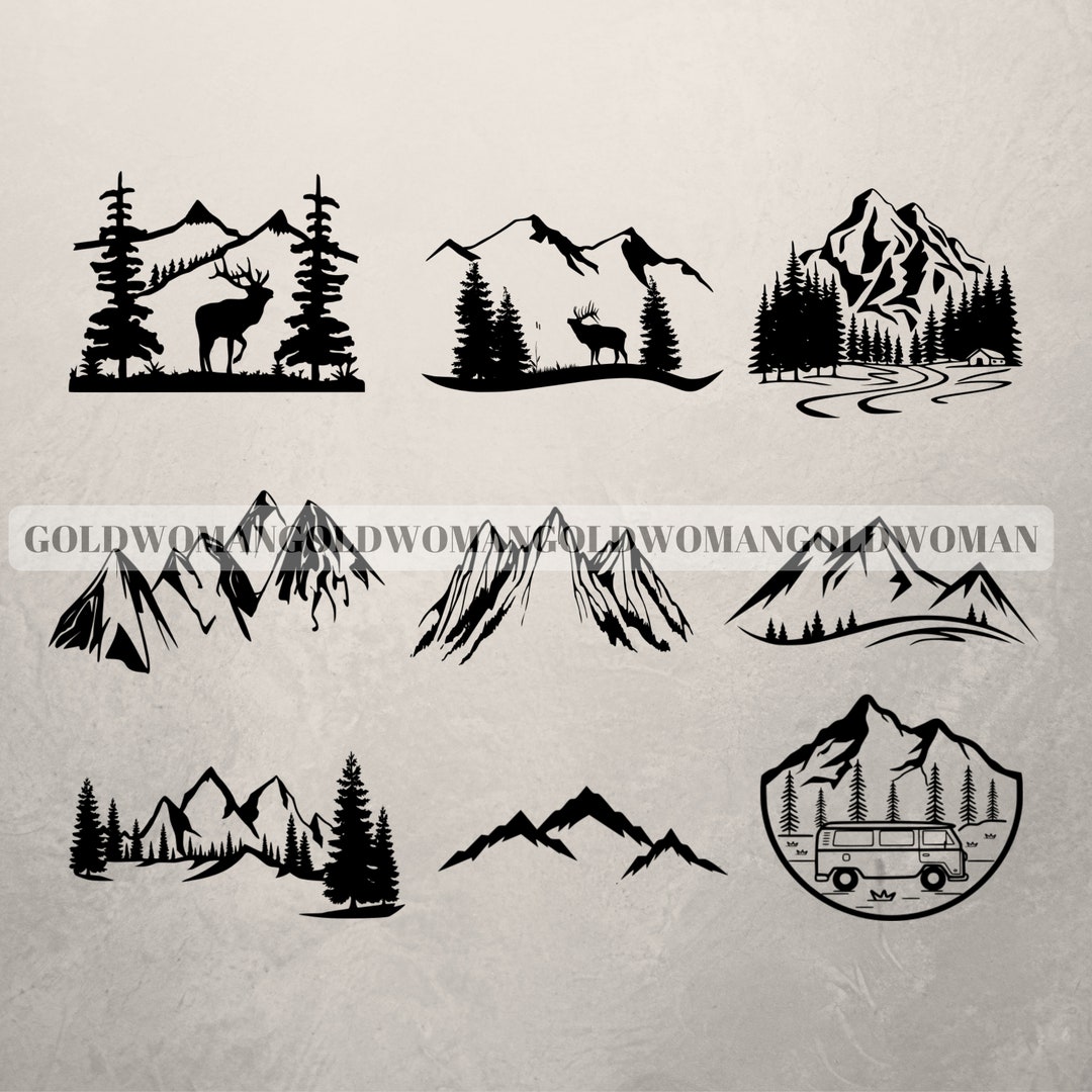 Mountain SVG Bundle Cut Files for Cricut, Geometric Forest and Mountain ...