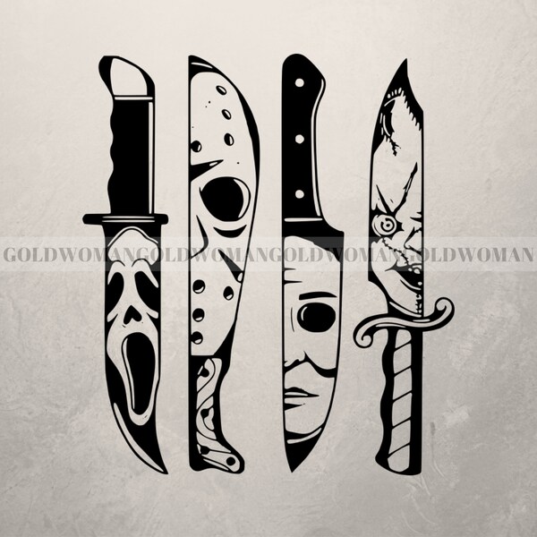 Horror Characters in Knives Svg - Etsy