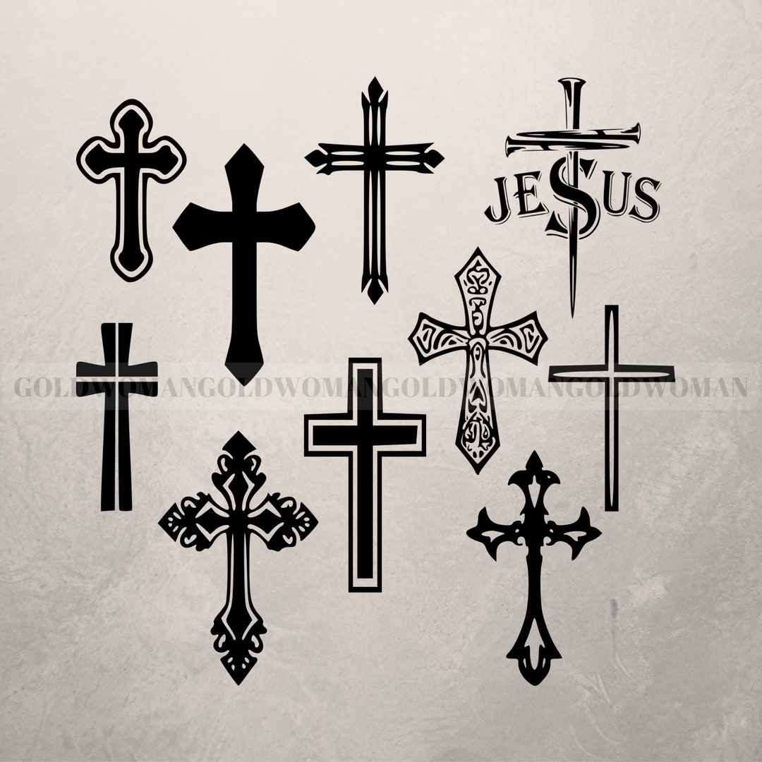 Free Crosses Svg Bundle, Christian Cross Svg, Silhouette, Digital ...