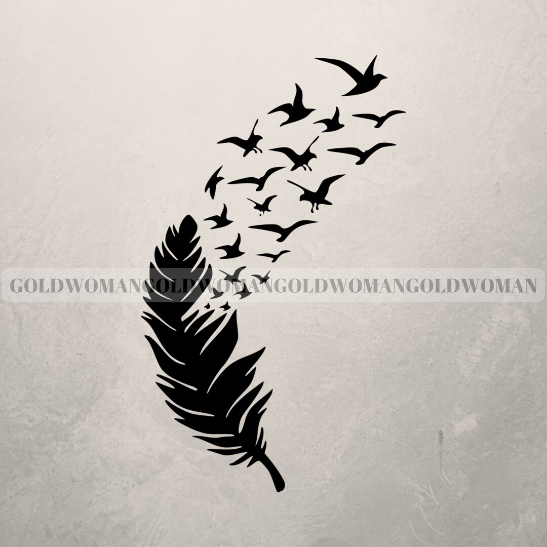 Feather Svg Feather and Flying Birds Svg Silhouette Brids - Etsy France