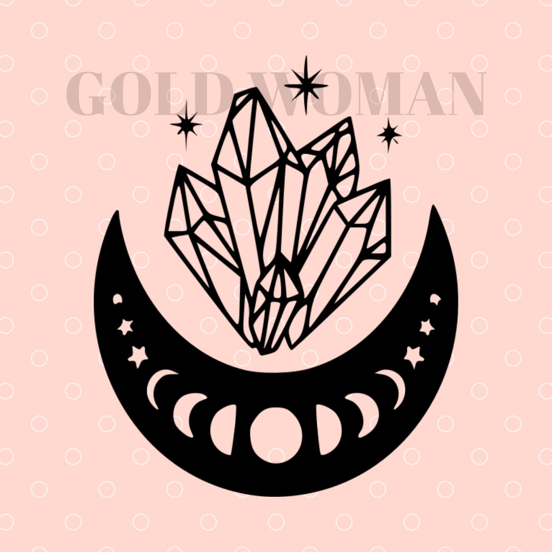 Crystal Moon SVG, Silhouette Half Moon Svg,dxf,eps,png, Moon Clipart ...