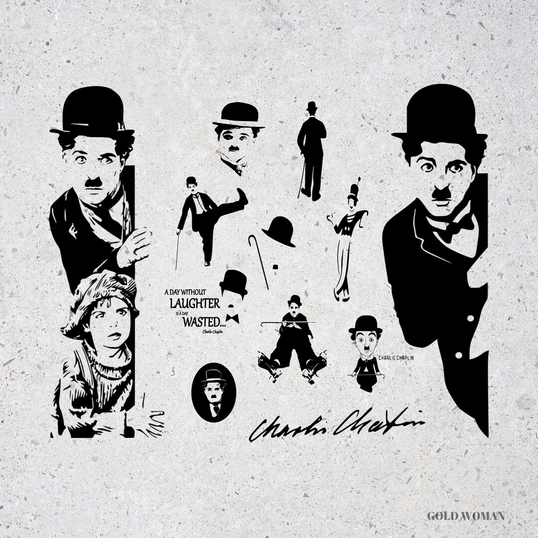 Silhouette Charlie Chaplin Svg Bundle logotipo de Charlie - Etsy México
