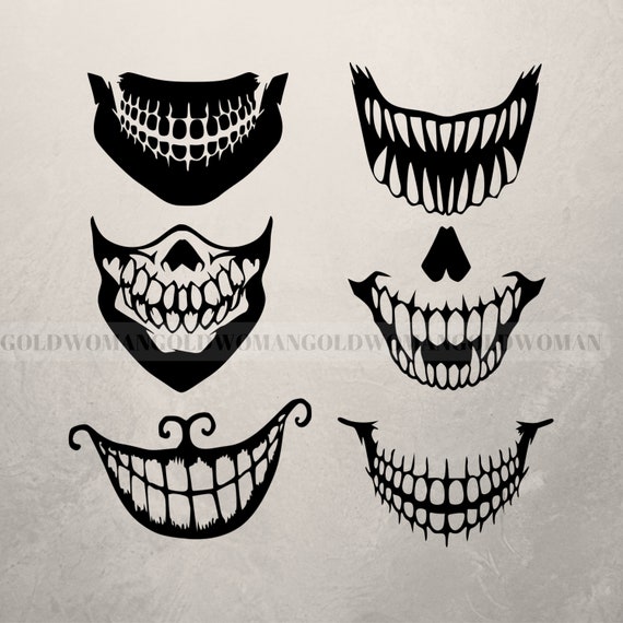 Halloween Scary Teeth Face Mask Svg Bundle Skull Teeth - Etsy