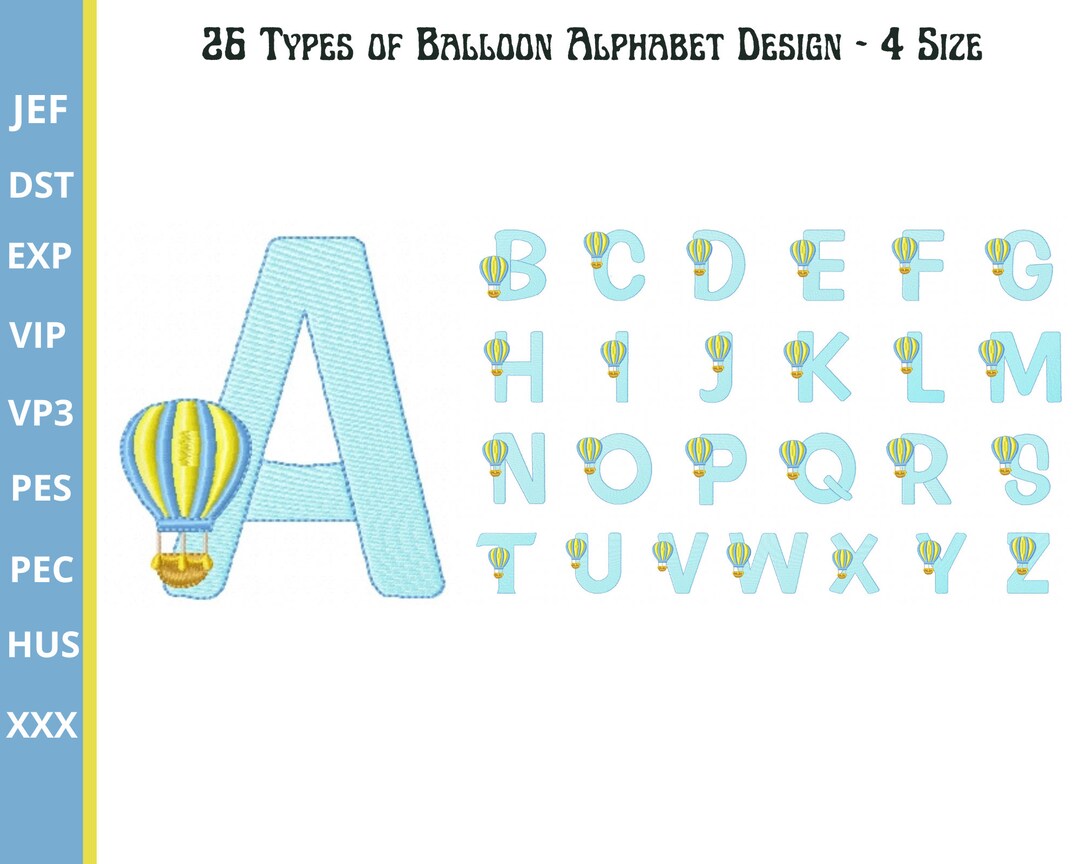 Balloon Alphabet Embroidery Design , Alphabet Machine Embroidery Design ...