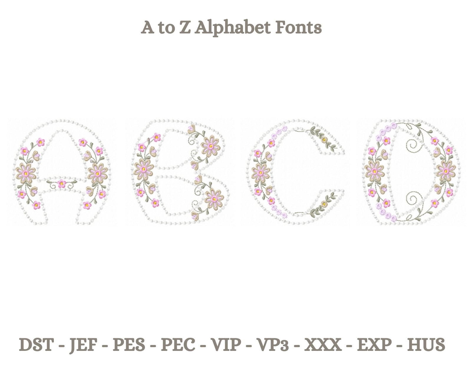 Floral Alphabet Font Embroidery Design - Machine Embroidery Pattern ...