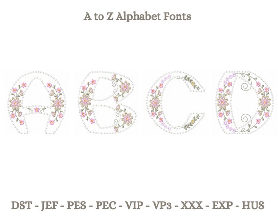 Floral Alphabet Font Embroidery Design Machine Embroidery - Etsy