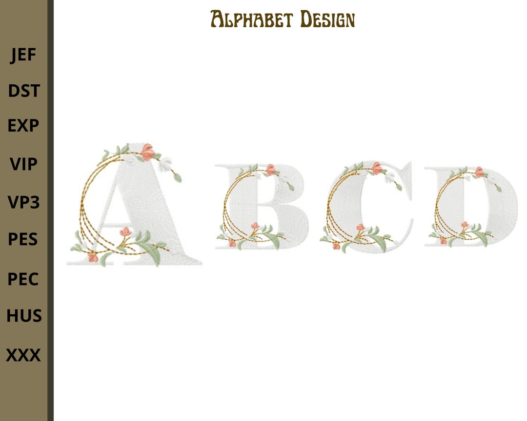 Floral Alphabet Embroidery Designs, Flowers Font Machine Embroidery ...