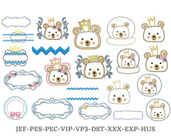 Teddy Tags and Face Embroidery Designs Instant Download | Etsy