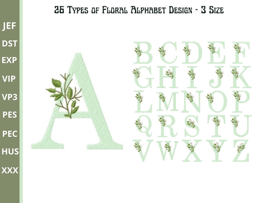 Leafy Alphabet Fonts Machine Embroidery Designs, Nature-inspired ...
