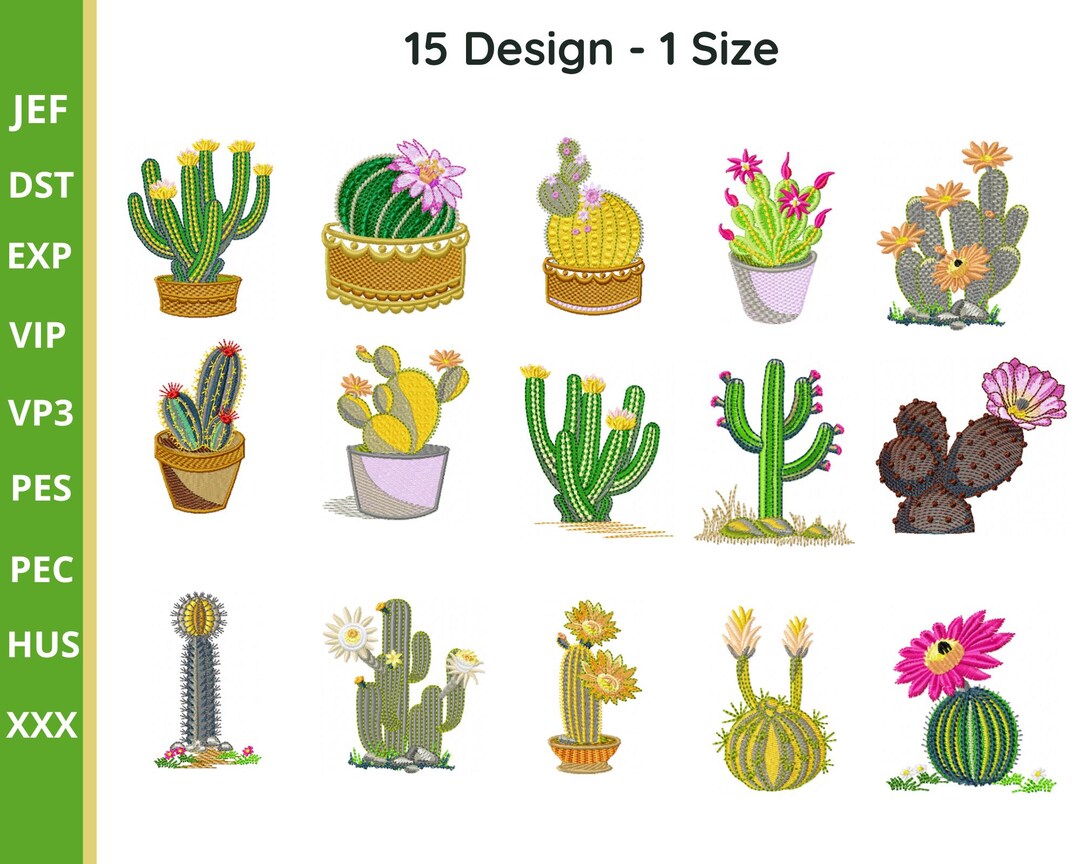Digital Cactus Flower Machine Embroidery Design , Exquisite Cactus ...