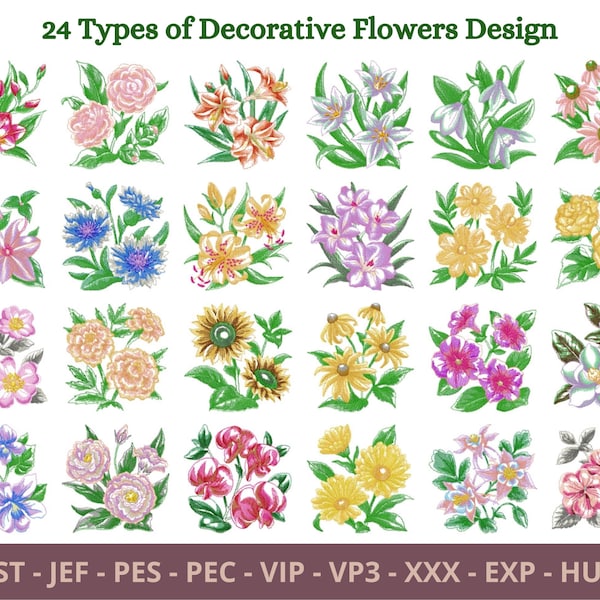 Machine Embroidery Flower Designs - Etsy